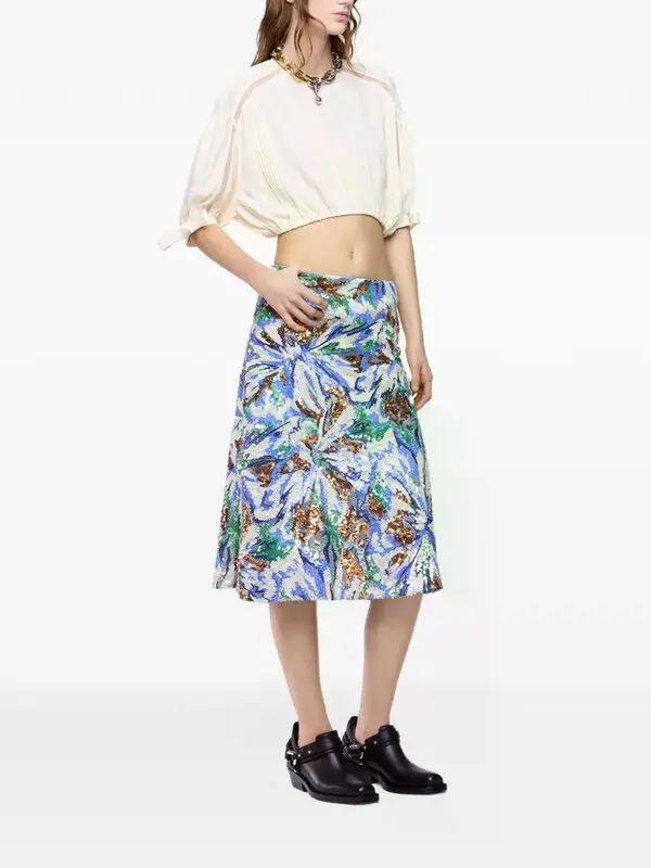 Rabanne Puff-sleeve Cropped Top - Neutrals