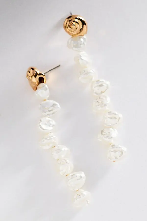 Anthropologie Shell Drop Earrings - Pearl