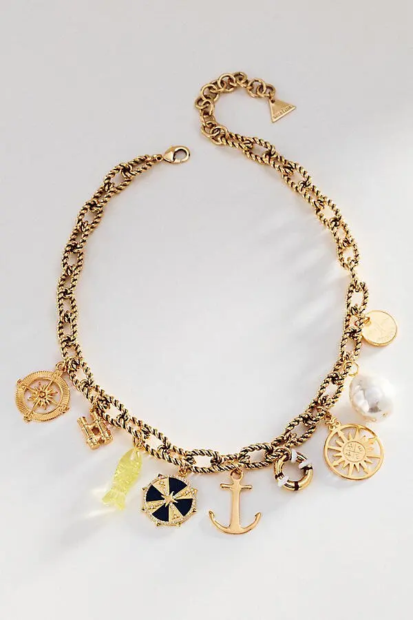 Anthropologie Nautical Charm Necklace - Gold