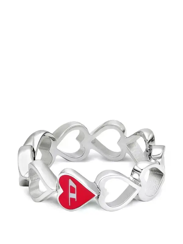 DIESEL® Heart Enamel Ring - Silver