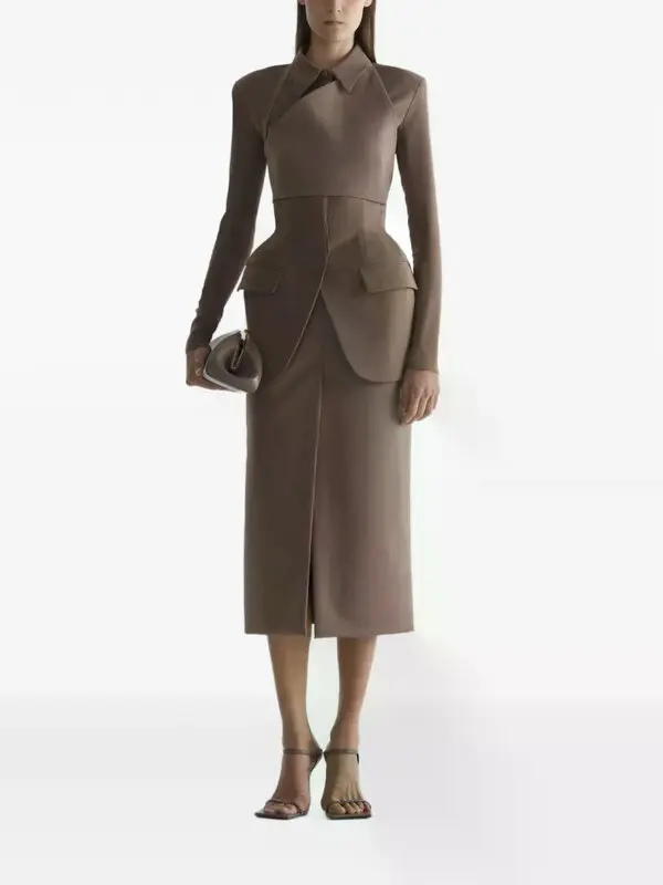 MUGLER Corset-embellished Skirt - Brown