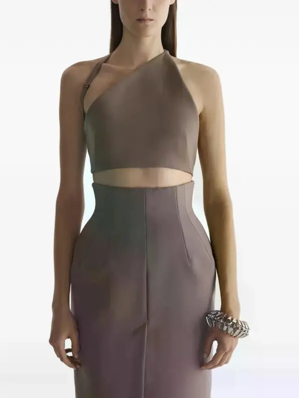 MUGLER Cut-out Cropped Top - Black