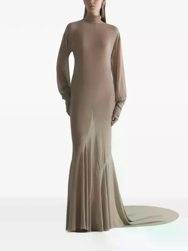 MUGLER Turtleneck Gown - Neutrals