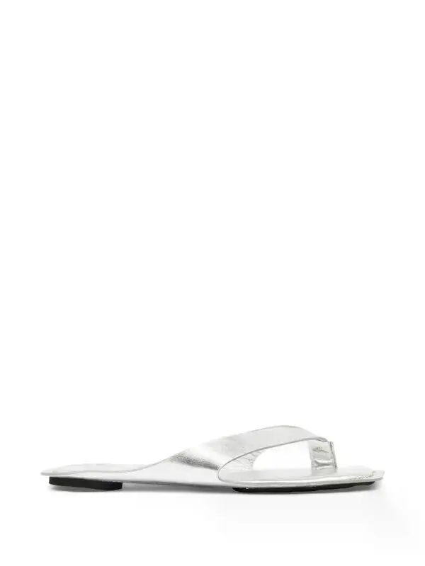 MAISON MARGIELA Laminated Leather Flat Sandals - Silver