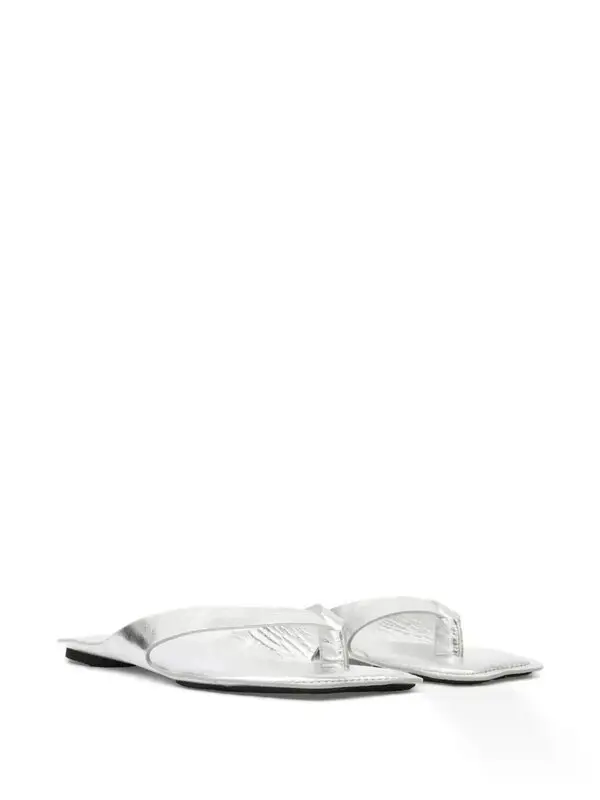 MAISON MARGIELA Laminated Leather Flat Sandals - Silver