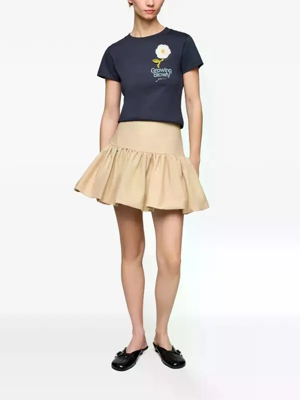 GANNI Gathered Bubble-hem Mini Skirt - Neutrals