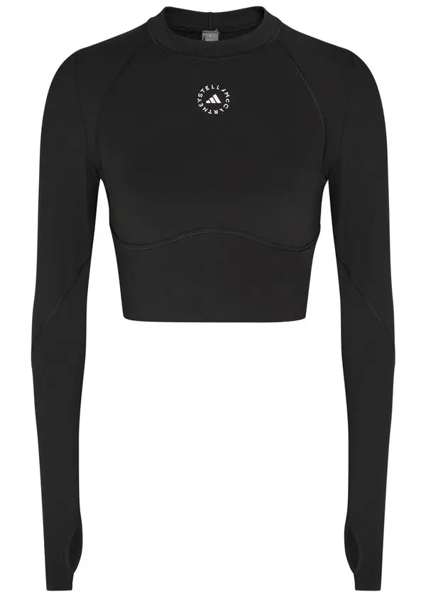 Stella McCartney Adidas X Training Cropped Stretch-jersey Top - Black