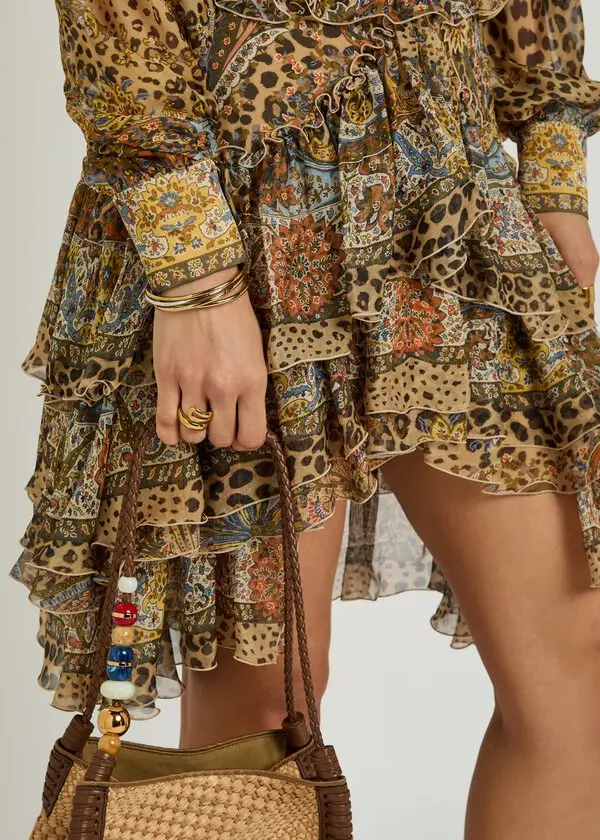 Etro Leopard-print Frill Silk Mini Skirt - Multicoloured 1