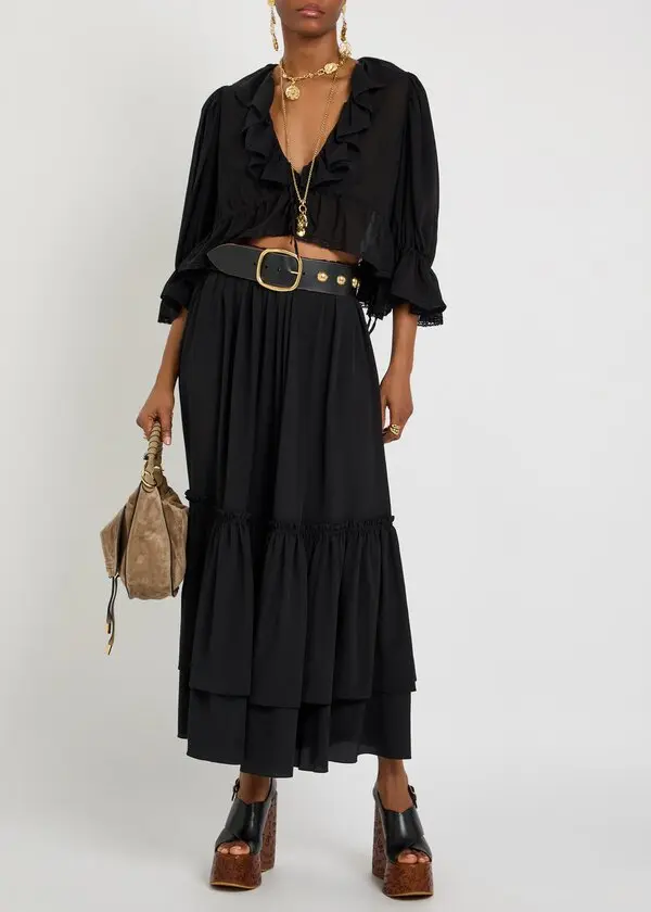 Chloé Silk-chiffon Cropped Top