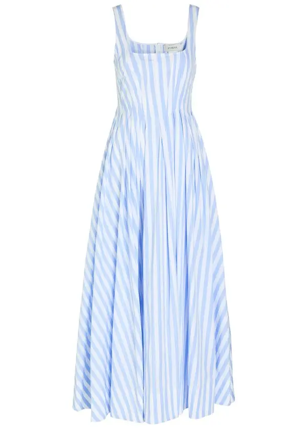 Sportmax Striped Cotton Maxi Dress - Light Blue