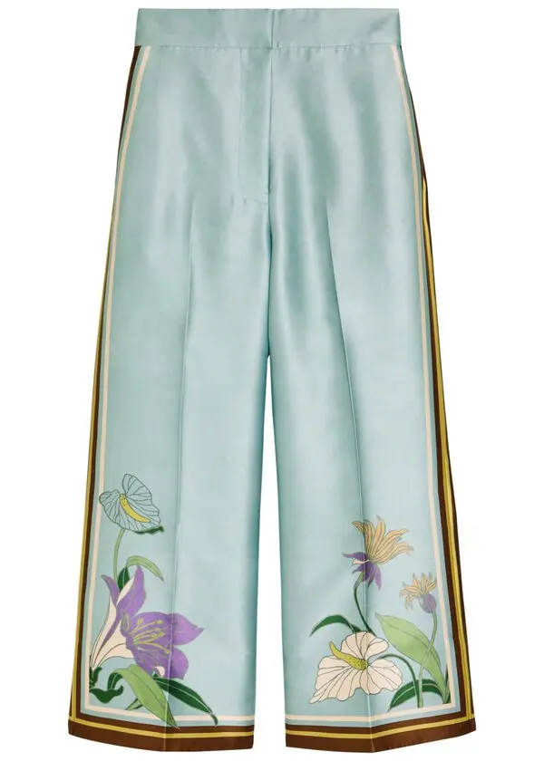 ALEMAIS Alémais Printed Satin-twill Trousers - Blue