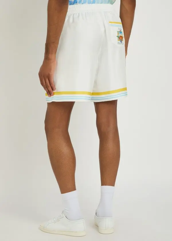 Casablanca Striped-trim Silk-twill Shorts - White