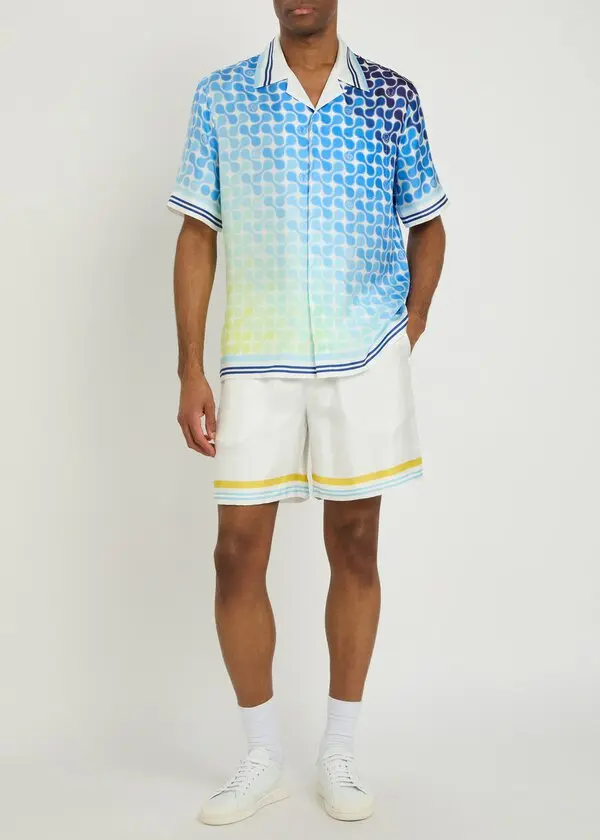 Casablanca Striped-trim Silk-twill Shorts - White