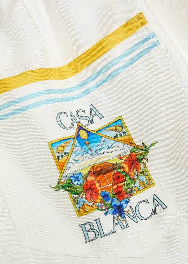 Casablanca Striped-trim Silk-twill Shorts - White