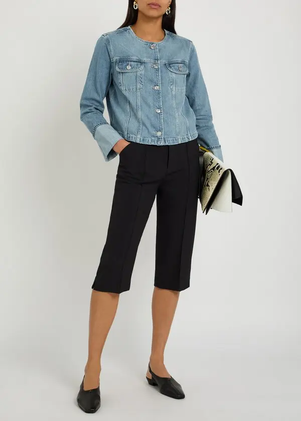 Paige Panelled Denim Jacket - Light Blue