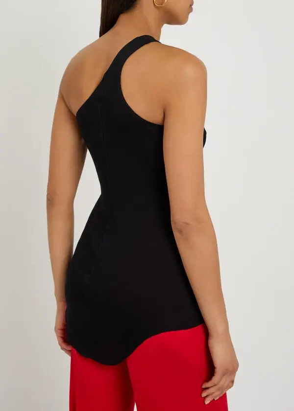 Rick Owens One-shoulder Fine-knit Tank - Black