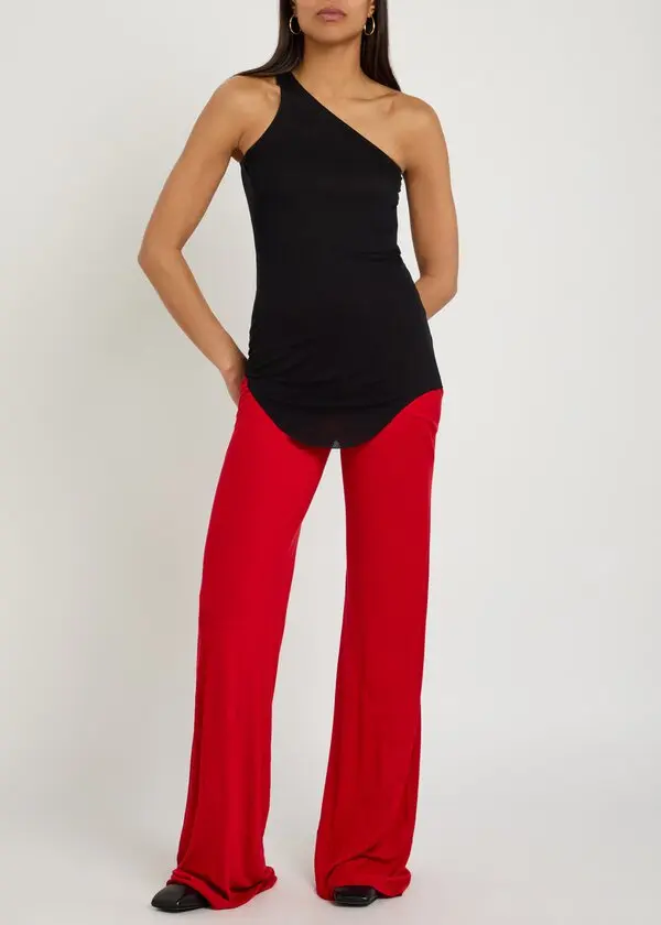 Rick Owens One-shoulder Fine-knit Tank - Black