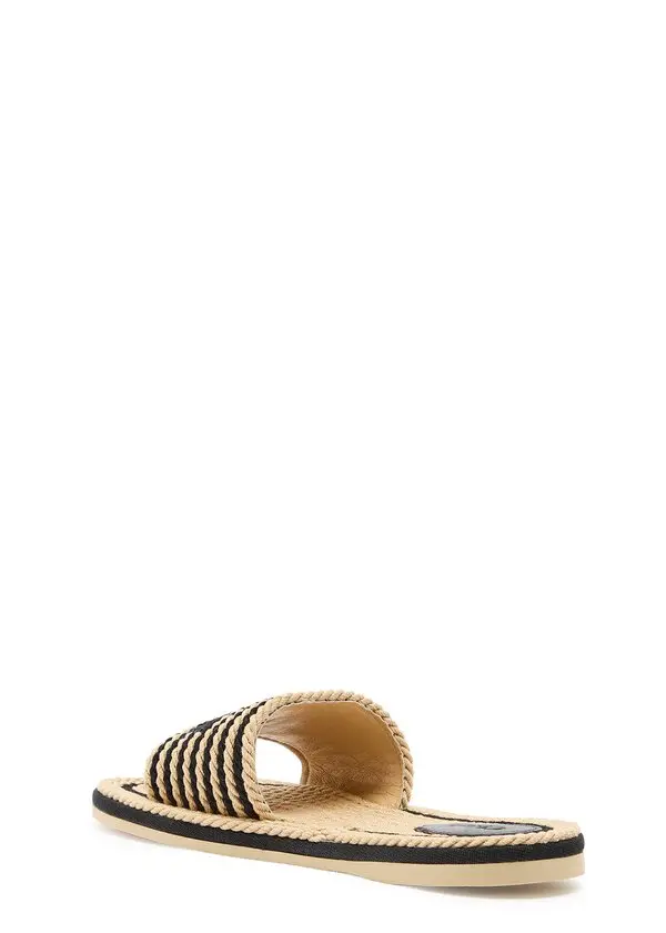 Chloé Striped Woven Sliders - Black