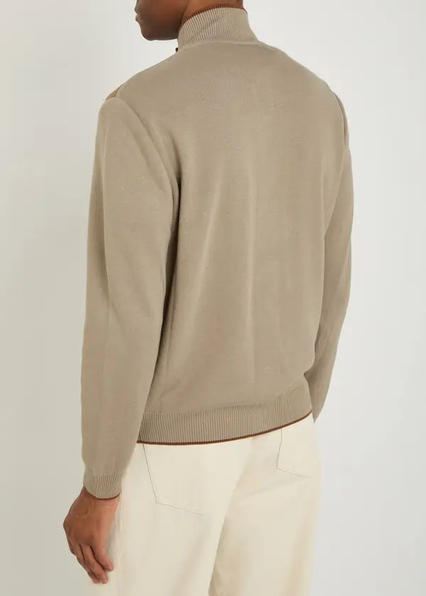 Canali Panelled Suede And Ribbed-knit Jacket