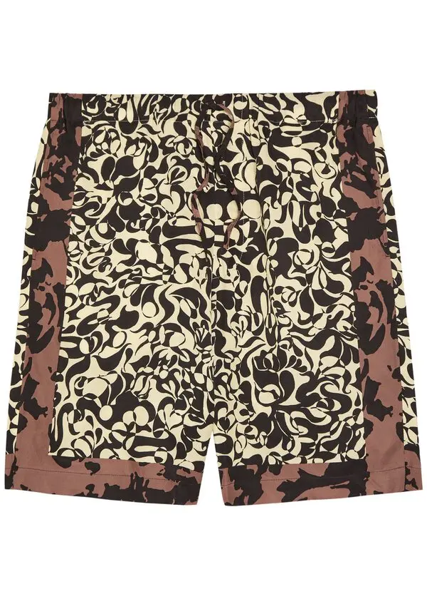 Dries Van Noten Printed Satin Shorts - Black