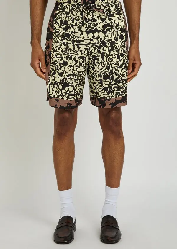 Dries Van Noten Printed Satin Shorts - Black