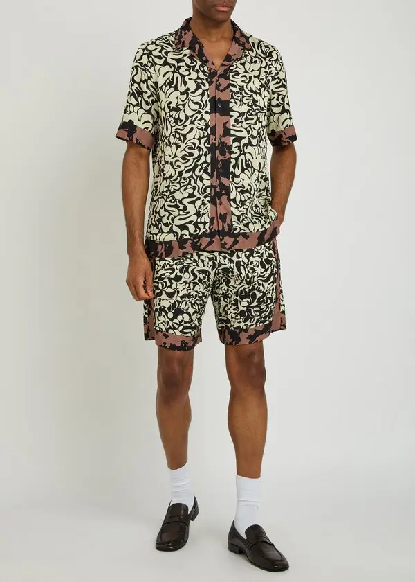 Dries Van Noten Printed Satin Shorts - Black