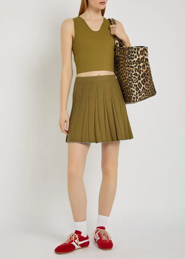 SPENCE Sport Pleated Knit Mini Skirt