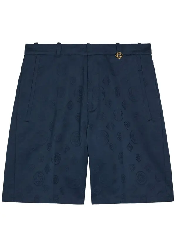 Casablanca Monogram Cotton Shorts - Navy