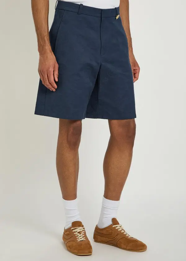 Casablanca Monogram Cotton Shorts - Navy