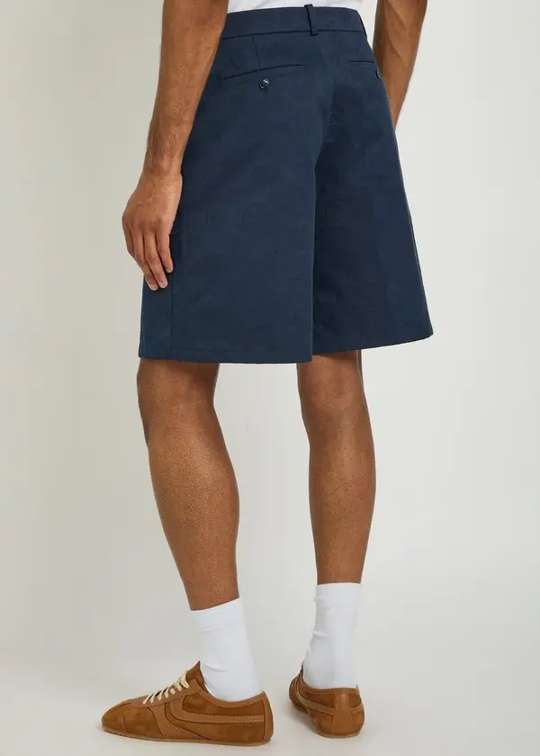 Casablanca Monogram Cotton Shorts - Navy
