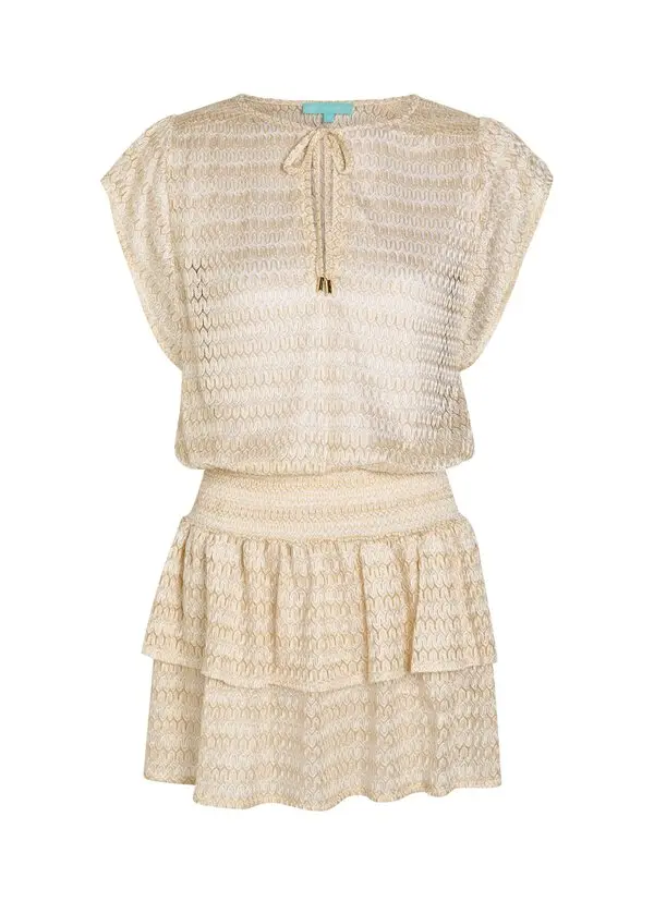 Melissa Odabash Remi Metallic-knit Mini Cover-up Dress - Gold