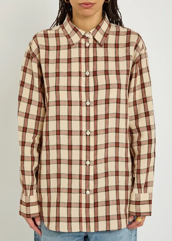 RÓHE Oversized Checked Linen Shirt