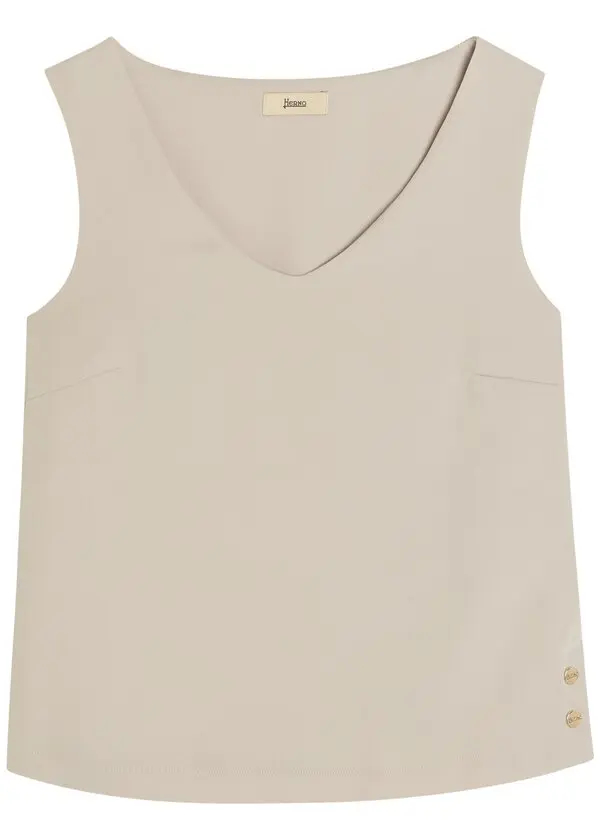 Herno Satin-crepe V-neck Top - Cream