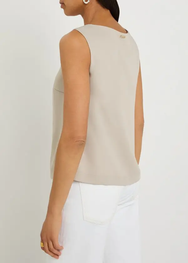 Herno Satin-crepe V-neck Top - Cream