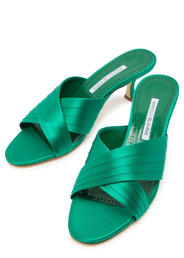 Manolo Blahnik Vieramul 50 Satin Mules - Green