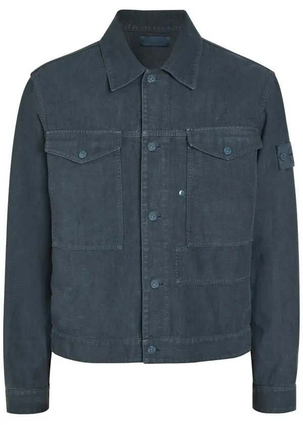 Stone Island Ghost Logo Linen-blend Overshirt