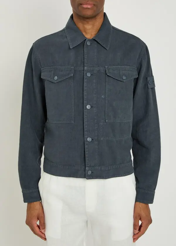 Stone Island Ghost Logo Linen-blend Overshirt