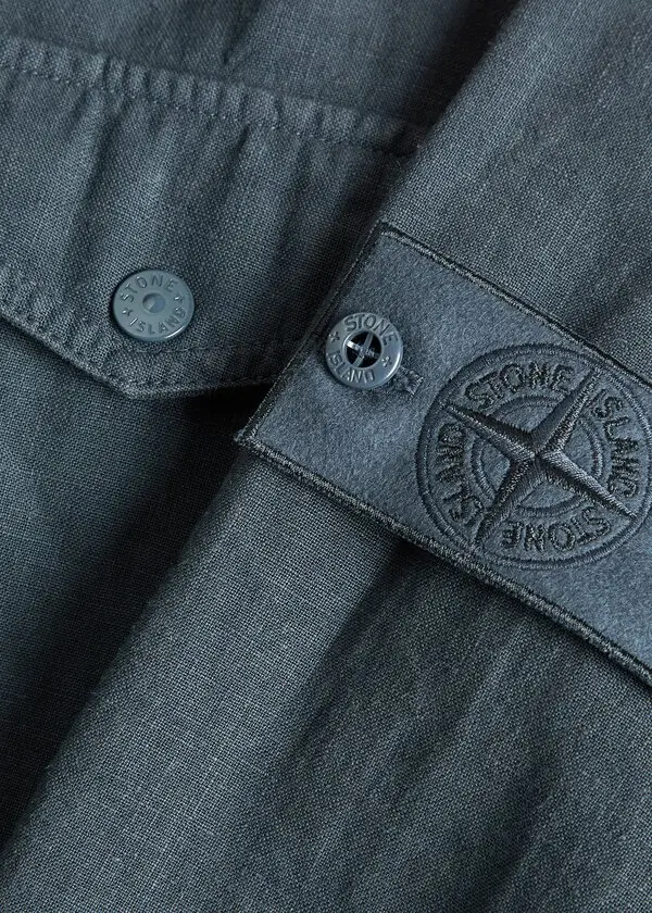 Stone Island Ghost Logo Linen-blend Overshirt