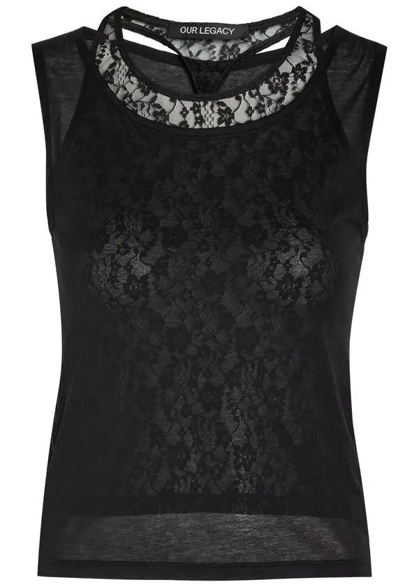 Our Legacy Layered Effect Cotton-blend Tank - Black