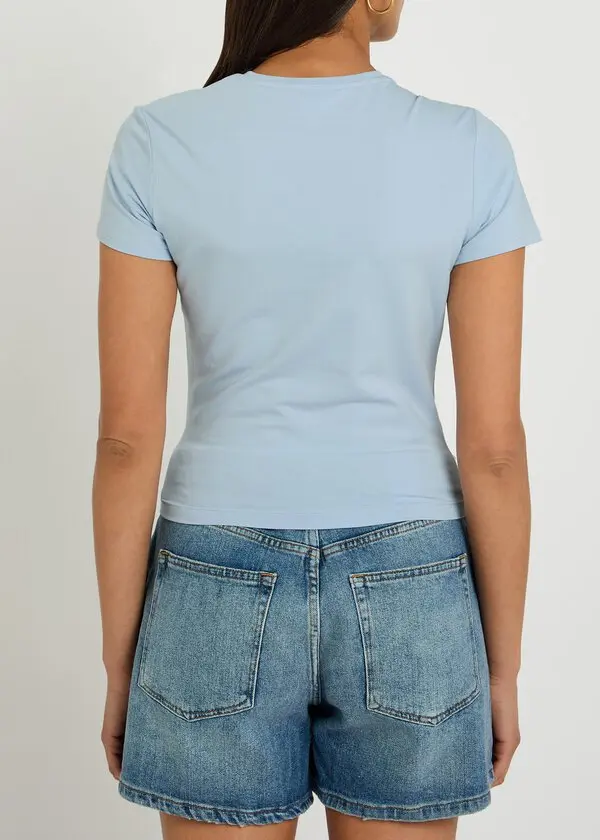 Good American Twist-effect Stretch-cotton T-shirt - Light Blue