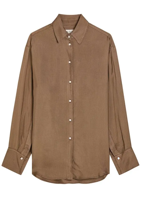RÓHE Checked Satin Shirt - Brown
