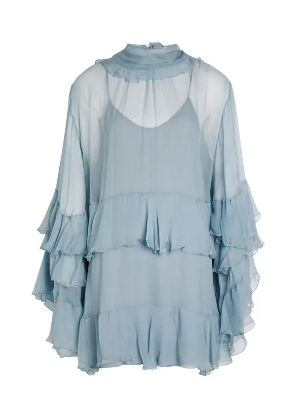 Chloé Silk-chiffon Mini Dress - Light Grey