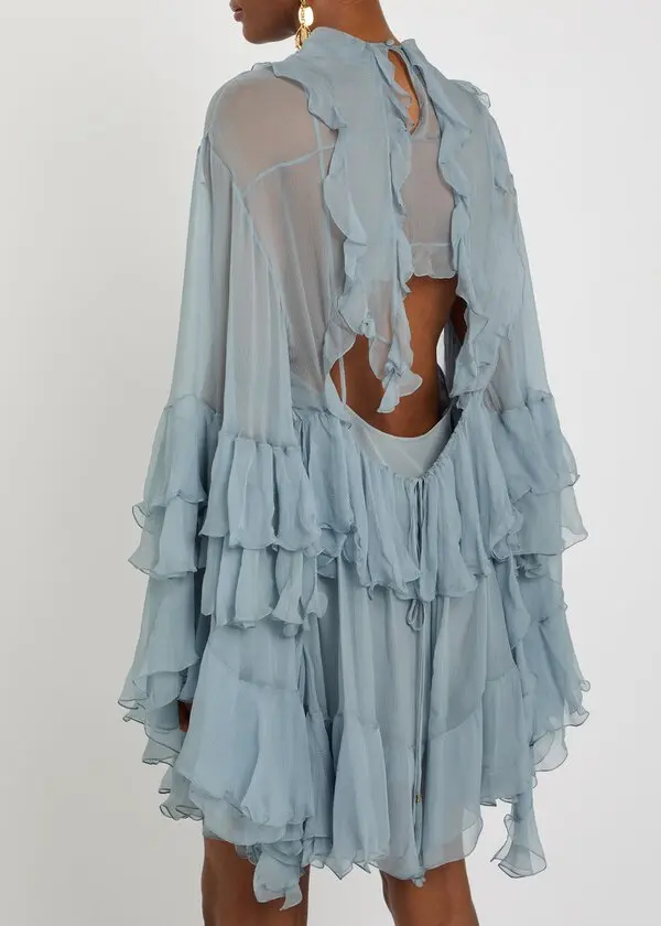 Chloé Silk-chiffon Mini Dress - Light Grey