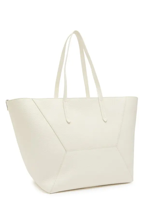 Brunello Cucinelli Grained Leather Tote Bag - Cream