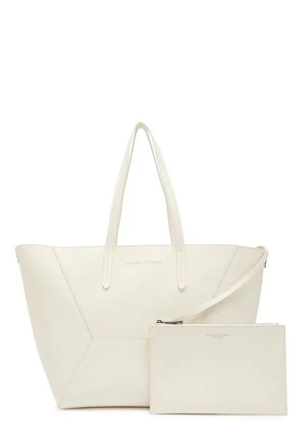 Brunello Cucinelli Grained Leather Tote Bag - Cream