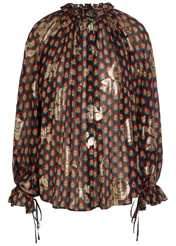 Etro Floral-embroidered Silk Blouse - Black