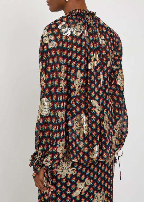 Etro Floral-embroidered Silk Blouse - Black