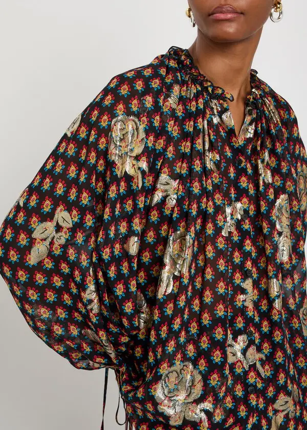 Etro Floral-embroidered Silk Blouse - Black