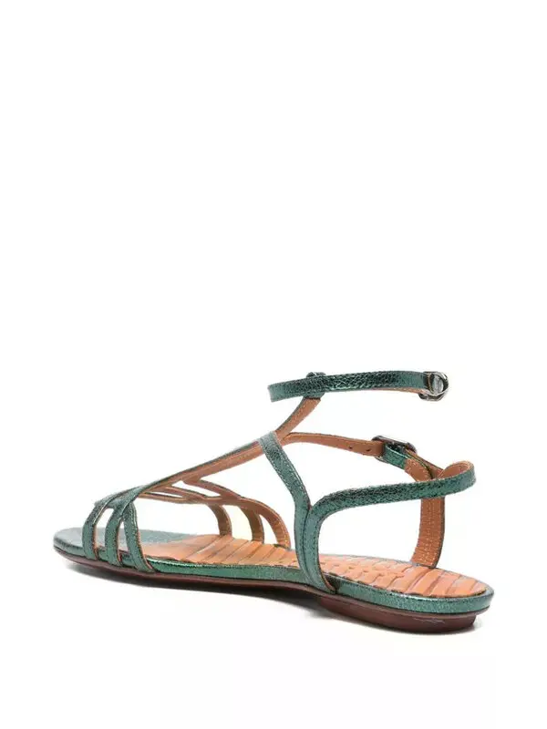 Chie Mihara Yael T-strap Leather Sandals - Green