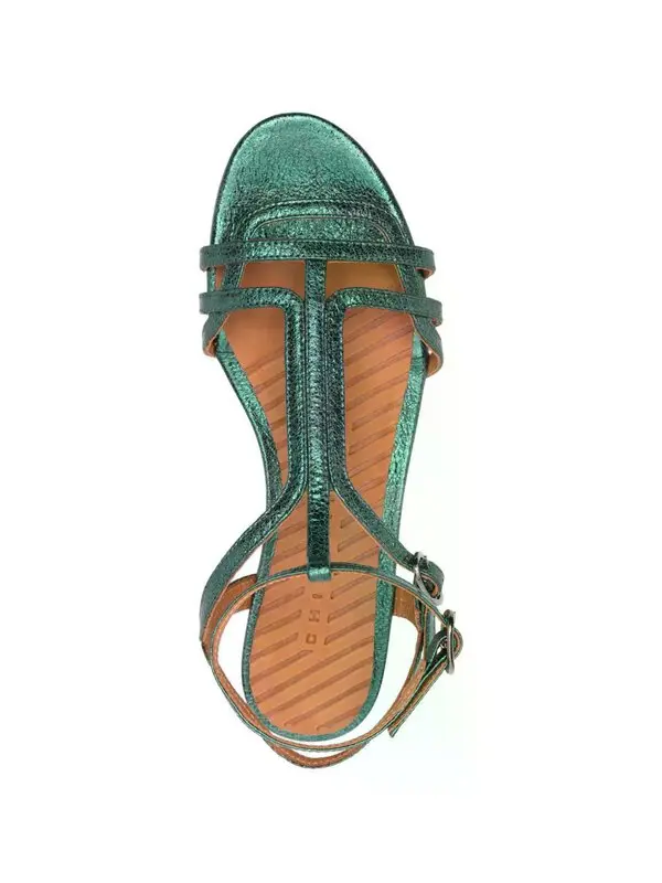 Chie Mihara Yael T-strap Leather Sandals - Green